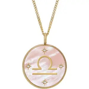 Fossil Sutton Leo Zodiac Pendant Necklace - Libra/pink/gold