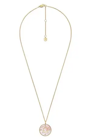 Fossil Sutton Leo Zodiac Pendant Necklace - Libra/pink/gold