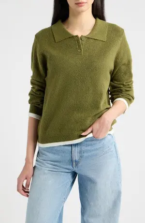 A.REN Charlene Tipped Sweater Polo