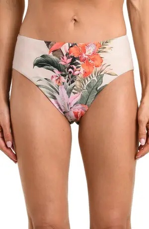 La Blanca Courtyard Palms Mid Rise Bikini Bottoms - Champagne
