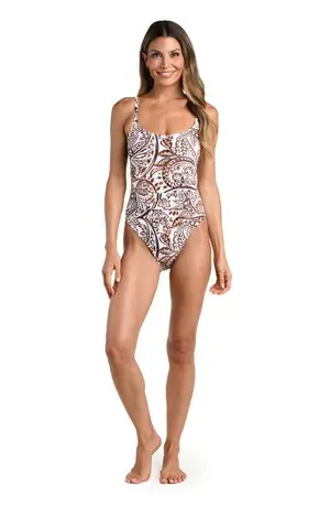 La Blanca Painted Paisley Ling One-piece Swimsuit