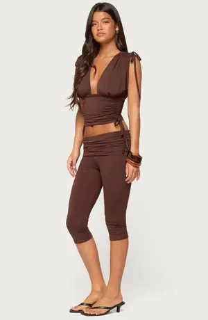 EDIKTED Bardi Drawstring Foldover Capris
