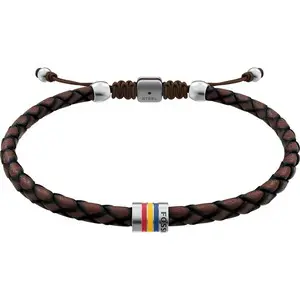Fossil Everett Enamel Woven Leather Slider Bracelet