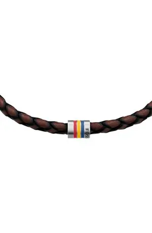 Fossil Everett Enamel Woven Leather Slider Bracelet