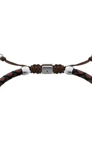 Fossil Everett Enamel Woven Leather Slider Bracelet