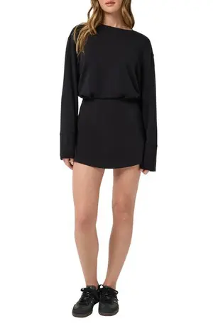Travis Mathew Skyloft Soft Long Sleeve Minidress - Black