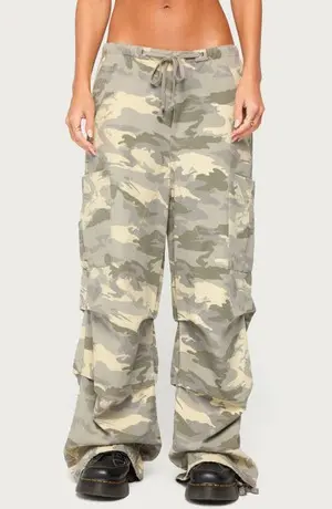 EDIKTED Emzi Baggy Cotton Cargo Pants - Gray