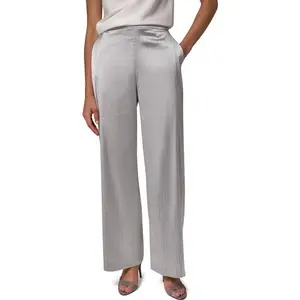 Donna Karan New York Metallic Pinstripe Pull On Wide Leg Pants - Grey/silver