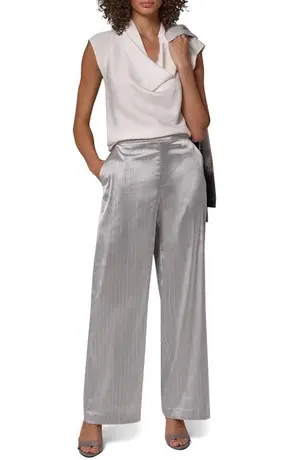Donna Karan New York Metallic Pinstripe Pull On Wide Leg Pants
