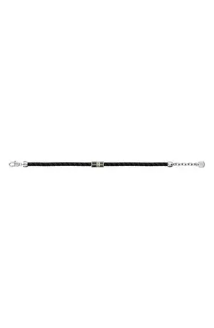 Fossil Everett Woven Leather Bracelet - Black