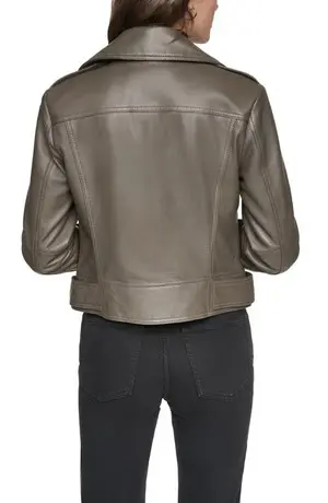 Andrew Marc Lecroy Leather Moto Jacket - Truffle