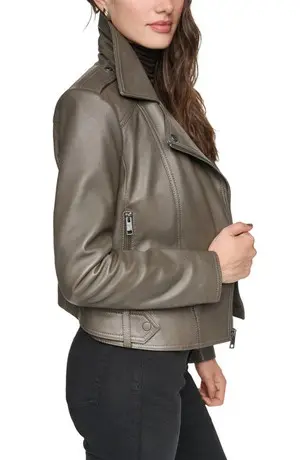 Andrew Marc Lecroy Leather Moto Jacket - Truffle