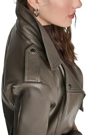 Andrew Marc Lecroy Leather Moto Jacket - Truffle