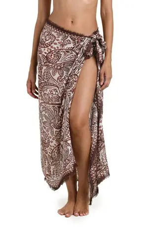 La Blanca Painted Paisley Cang Print Cover-up Pareo - Espresso