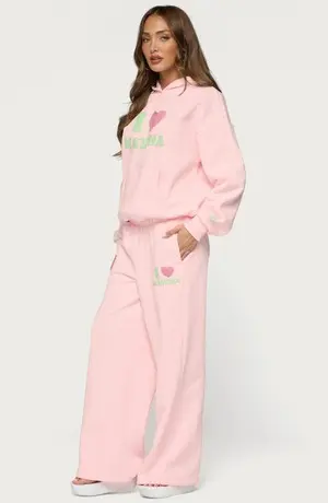 EDIKTED I Heart Matcha Wide Leg Sweatpants