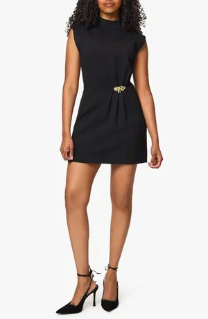 Habitual Mock Neck Sleeveless Dress With Hardware - Jet Black