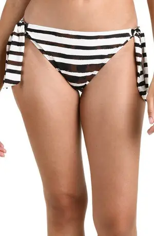 La Blanca Driftwood Stripe Side Tie Bikini Bottoms - Espresso