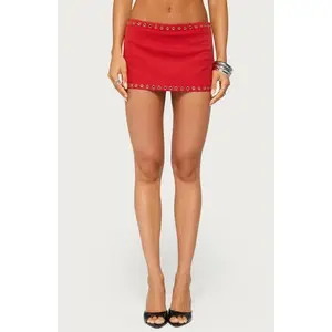 EDIKTED Chara Grommet Mini Skort - Red