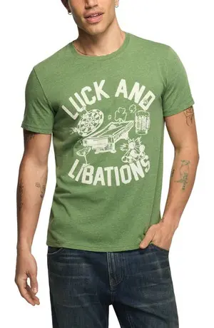 Lucky Brand Luck And Libations Graphic Tee - Artichoke Green