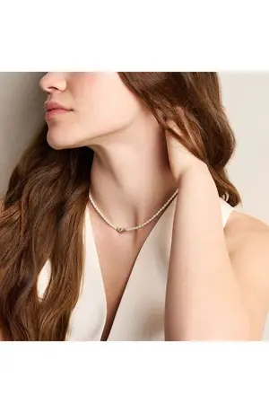 Fossil Harlow Pav Rondelle Imitation Pearl Necklace