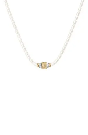 Fossil Harlow Pav Rondelle Imitation Pearl Necklace