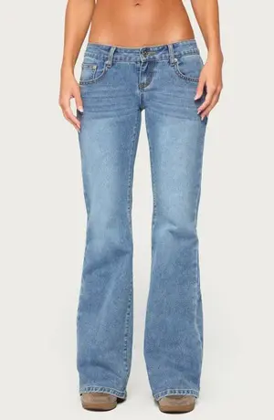 EDIKTED Girla Low Rise Flare Leg Jeans
