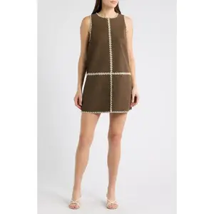 A.REN Haleigh Faux Leather Shift Minidress - Brown