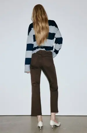 Mango Sienna Crop Flare Jeans - Chocolate