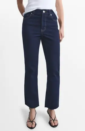 Mango Sienna Crop Flare Jeans - Open Blue