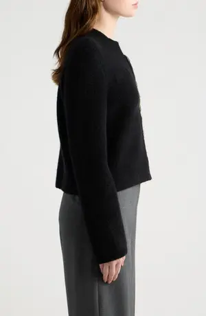 Fleurette Boucle Cropped Jacket - Black