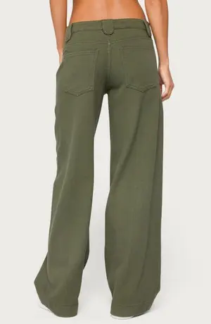 EDIKTED Pascale Stitched Low Rise Wide Leg Jeans