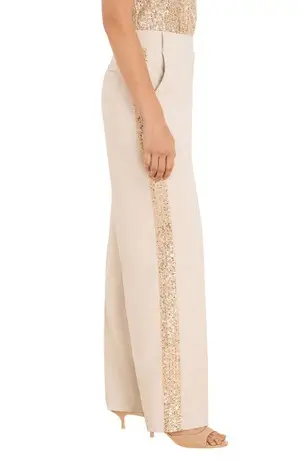NIC+ZOE Lenox Sequin Tuxedo Wide Leg Pants - Coconut