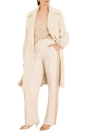 NIC+ZOE Lenox Sequin Tuxedo Wide Leg Pants - Coconut