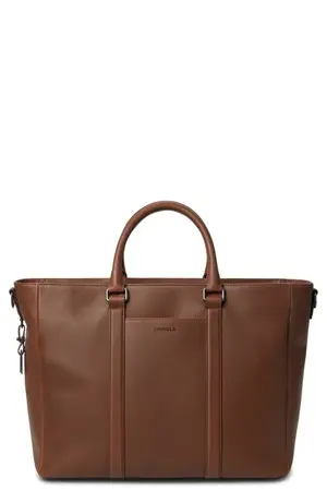 Shinola Runwell Leather Zip Briefcase - Medium Brown