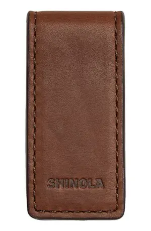 Shinola Navigator Magnetic Money Clip - Medium Brown
