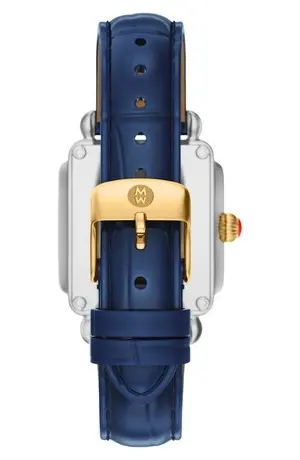Michele Deco Sport Mid Leather Strap Watch