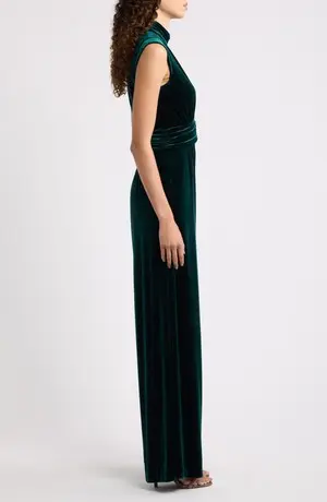 Vince Camuto Mock Neck Velvet Jumpsuit
