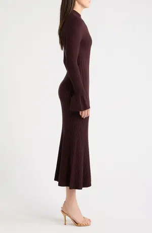 Eliza J Mock Neck Rib Midi Dress