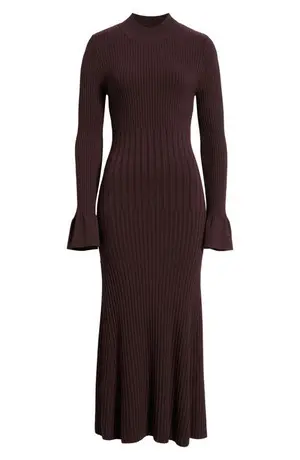 Eliza J Mock Neck Rib Midi Dress