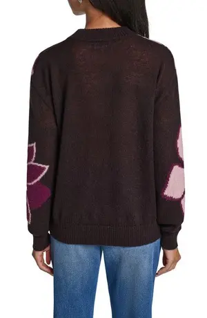 Karl Lagerfeld Paris Floral Sequin Crewneck Sweater