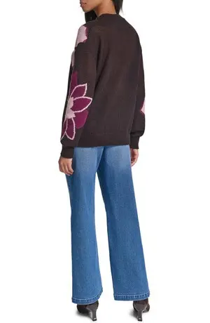 Karl Lagerfeld Paris Floral Sequin Crewneck Sweater