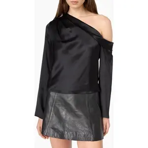 Cami Nyc Celeste Asymmetrical Silk Top Black