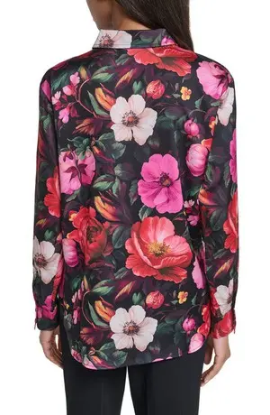 Karl Lagerfeld Paris Printed Satin Button-up Shirt