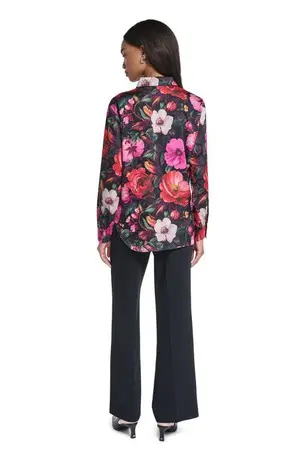 Karl Lagerfeld Paris Printed Satin Button-up Shirt