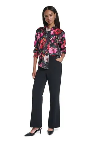Karl Lagerfeld Paris Printed Satin Button-up Shirt
