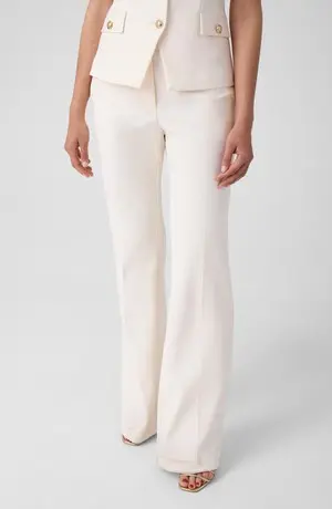 MARCIANO Viola Mid Rise Flare Pants - Eggshell Ecru
