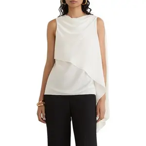 REISS Nyra Silk Blend Draped Cowl Neck Top
