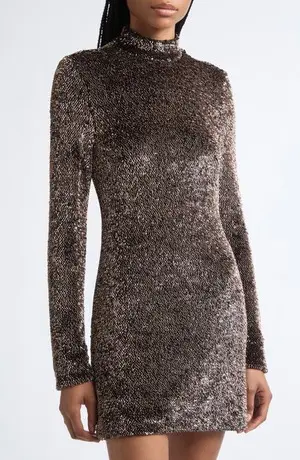 Veronica Beard Sylee Sequin Mock Neck Minidress - Copper Black