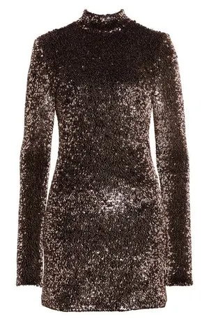 Veronica Beard Sylee Sequin Mock Neck Minidress - Copper Black