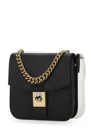 MAISON MARGIELA Two-tone Leather And Cotton New Lock Square Handbag - Multicolor